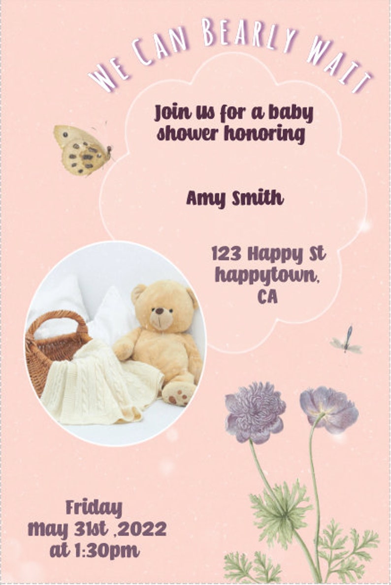 Custom Printable Baby Shower Digital Invitations / Evite With Multiple ...