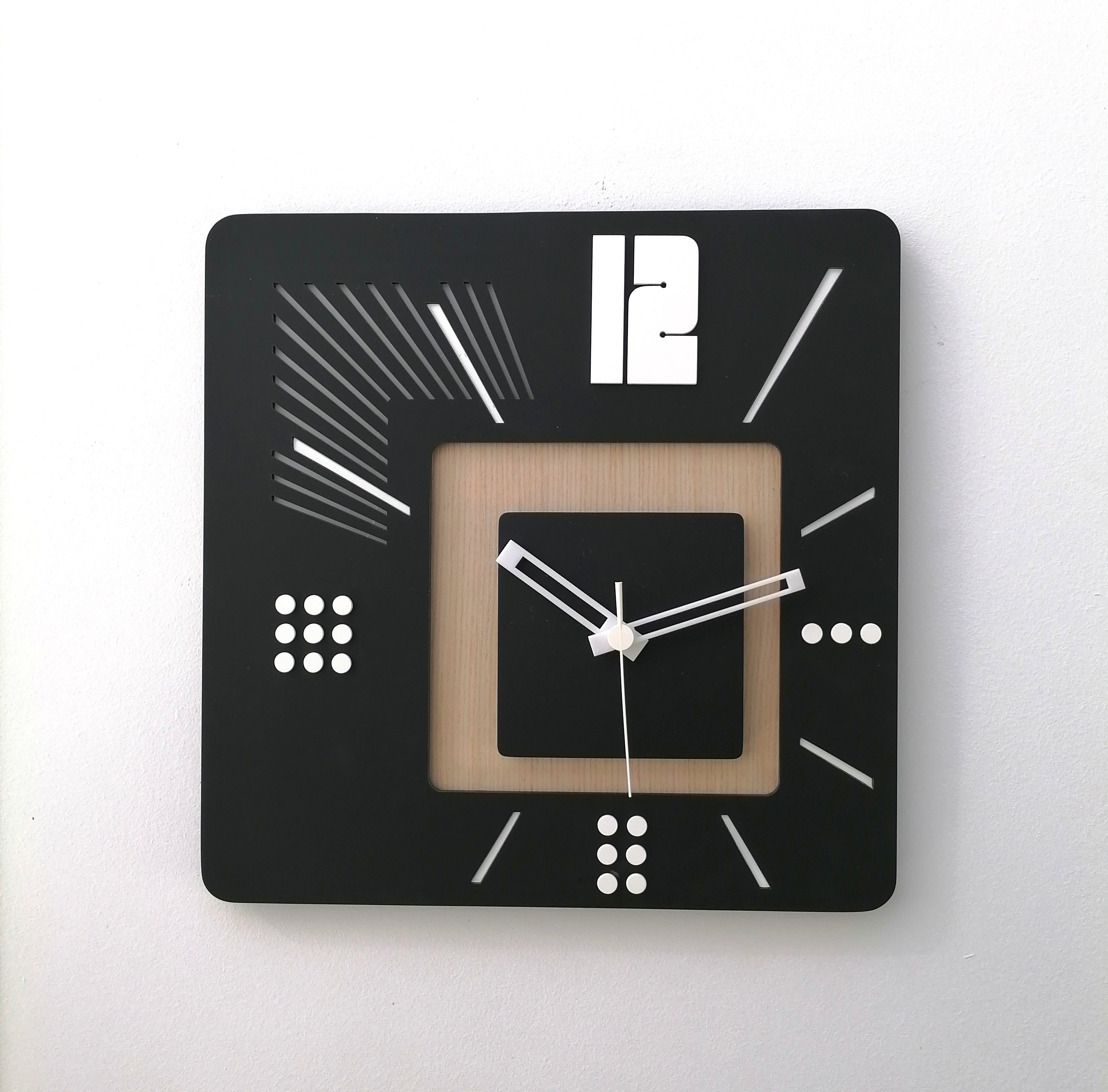 Beautiful Square Wall Clock Medium Size Industrial Design Minimal and ...