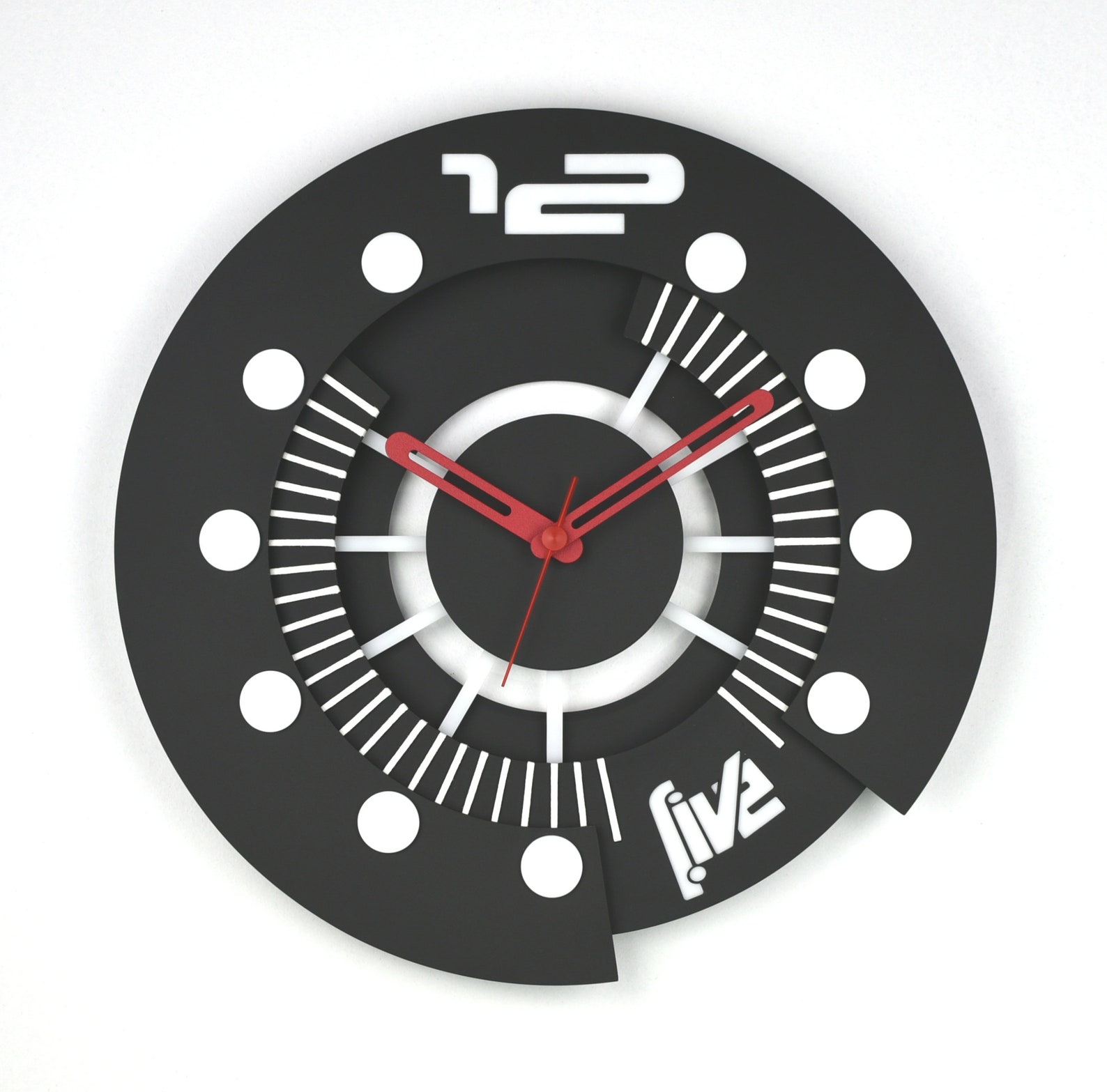 Round Modern Black Wall Clock Industrial Style Gift - Etsy