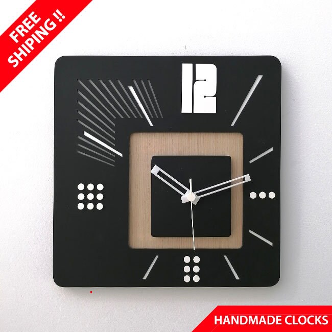 Beautiful Square Wall Clock Medium Size Industrial Design Minimal and ...