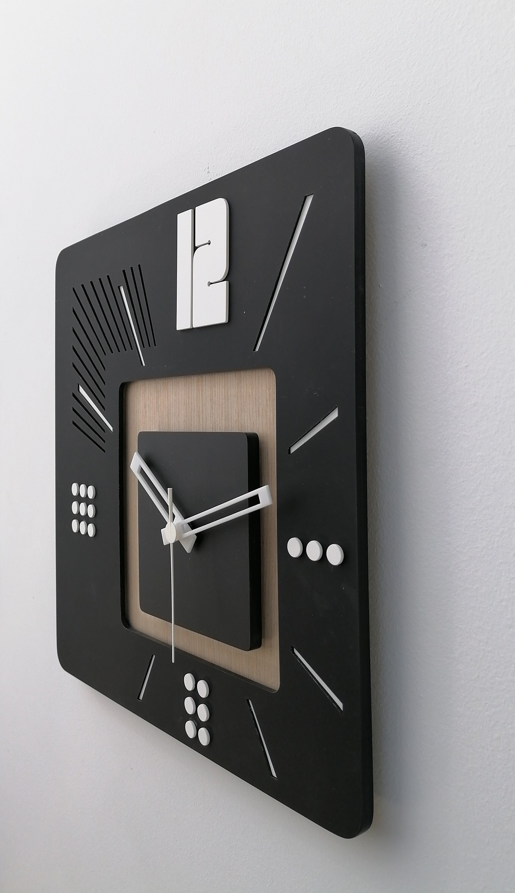 Beautiful Square Wall Clock Medium Size Industrial Design Minimal and ...