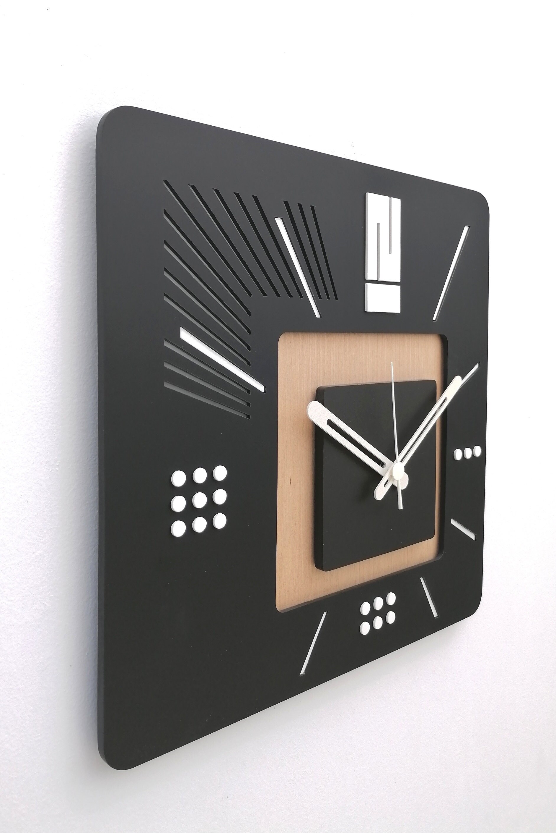 Beautiful Square Wall Clock Medium Size Industrial Design Minimal and ...