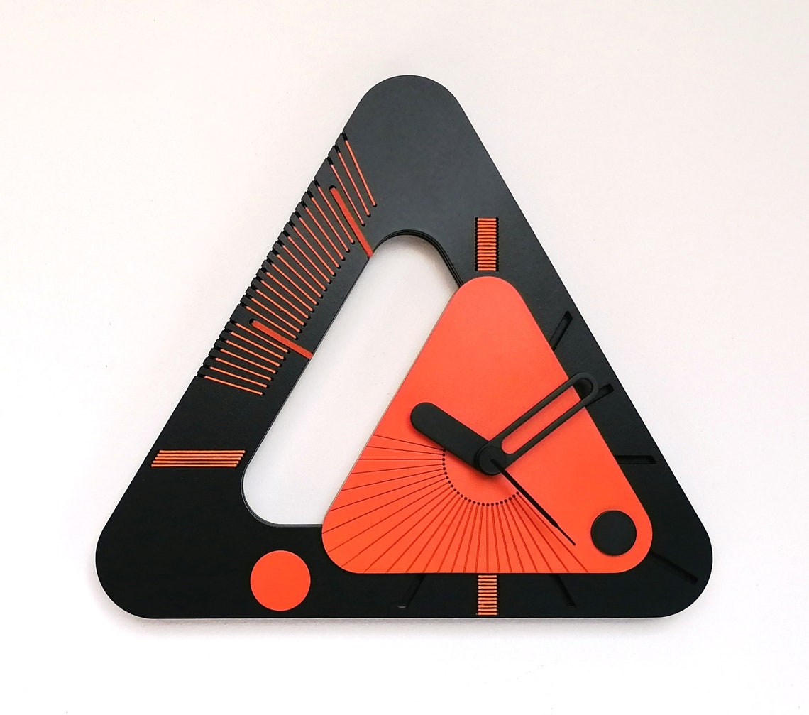 Modern Triagular Industrial Style Wall Clock Colourfull Original Wall ...
