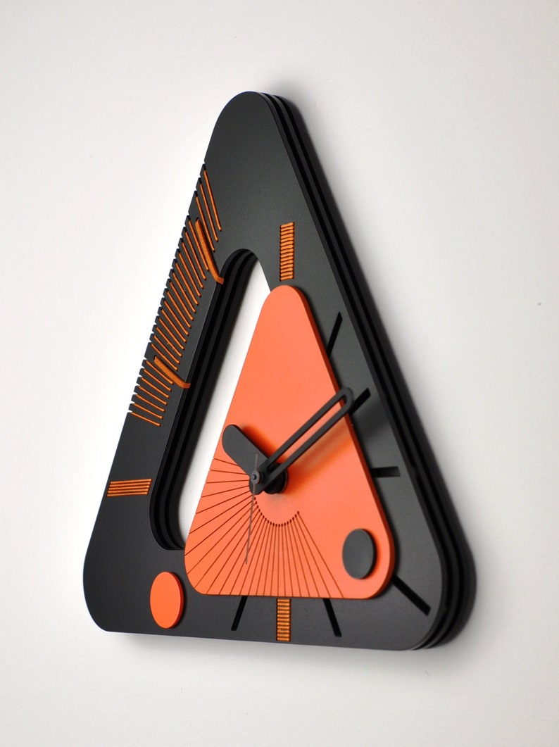 Modern Triagular Industrial Style Wall Clock Colourfull Original Wall ...