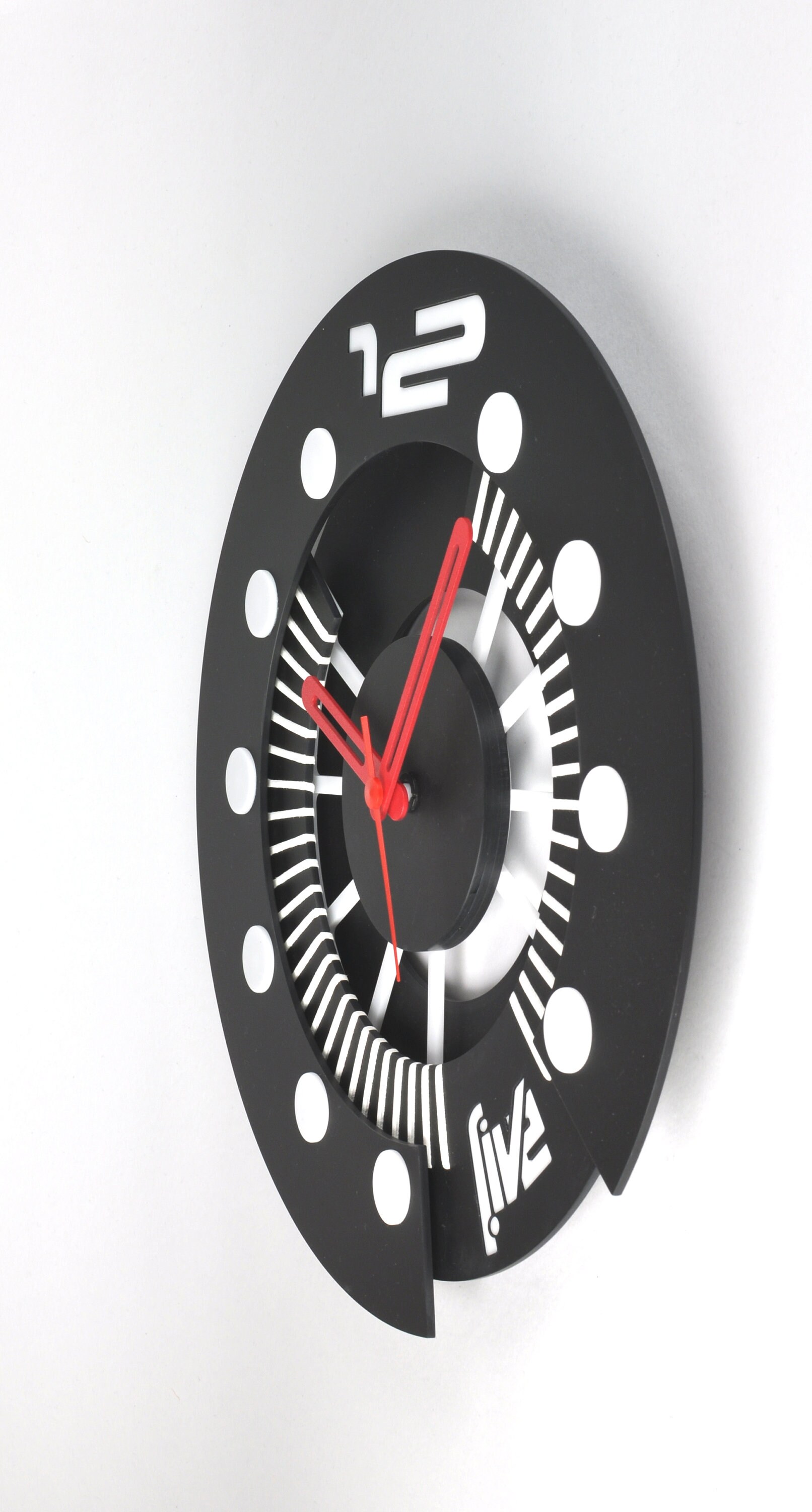 Round Modern Black Wall Clock Industrial Style Gift - Etsy