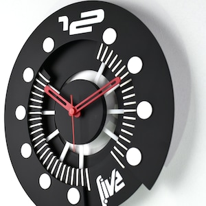 Round Modern Black Wall Clock Industrial Style Gift - Etsy