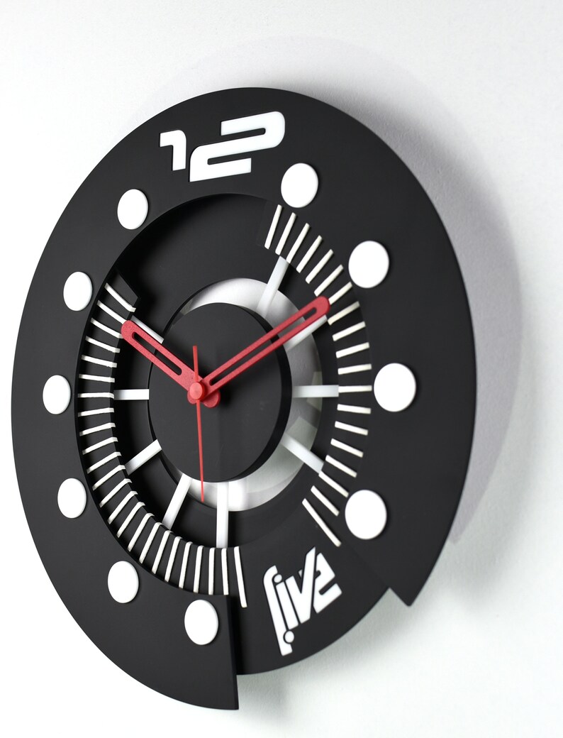Round Modern Black Wall Clock Industrial Style Gift - Etsy