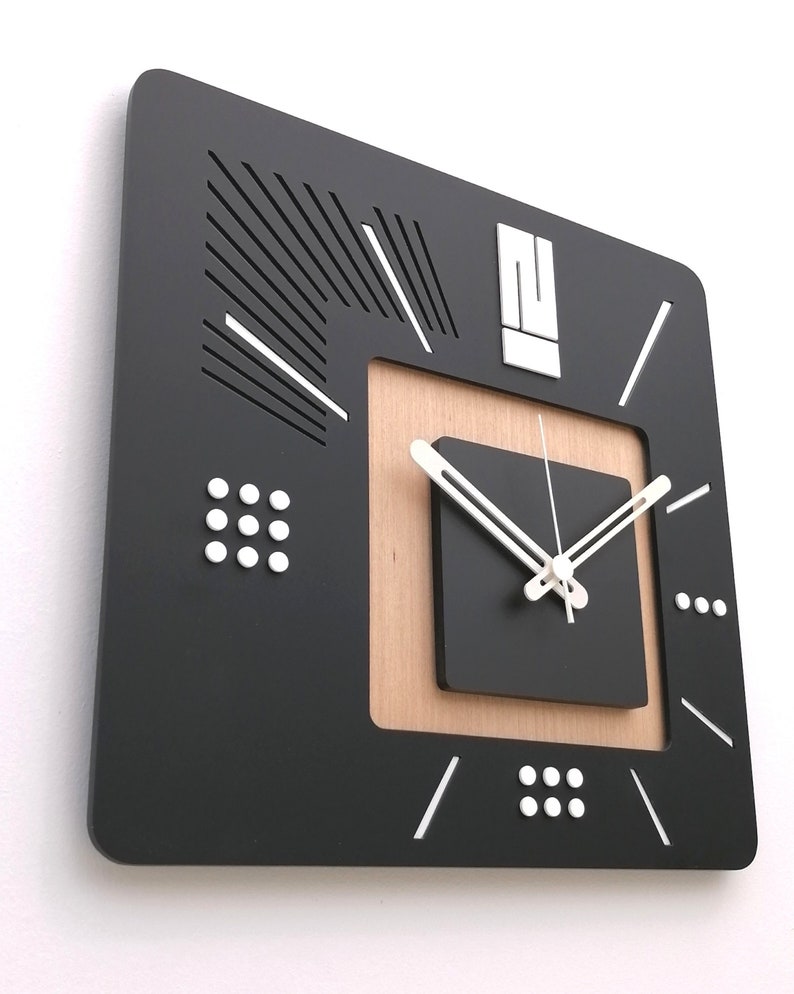 Beautiful Square Wall Clock Medium Size Industrial Design Minimal and ...