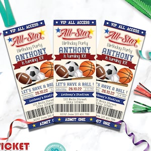 All Star Sport Ticket Invitation Printable Sport Birthday - Etsy