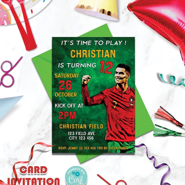 Cristiano Ronaldo Birthday Invitation - Etsy Cristiano Ronaldo Birthday Invitation - Etsy