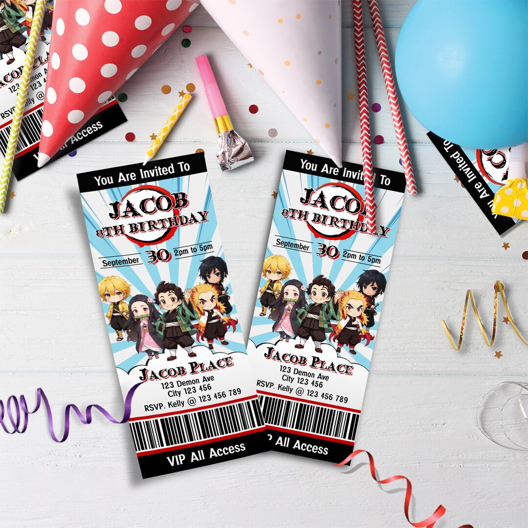 Printable Anime Demon Birthday Invitation Anime Themed Invitation Anime ...