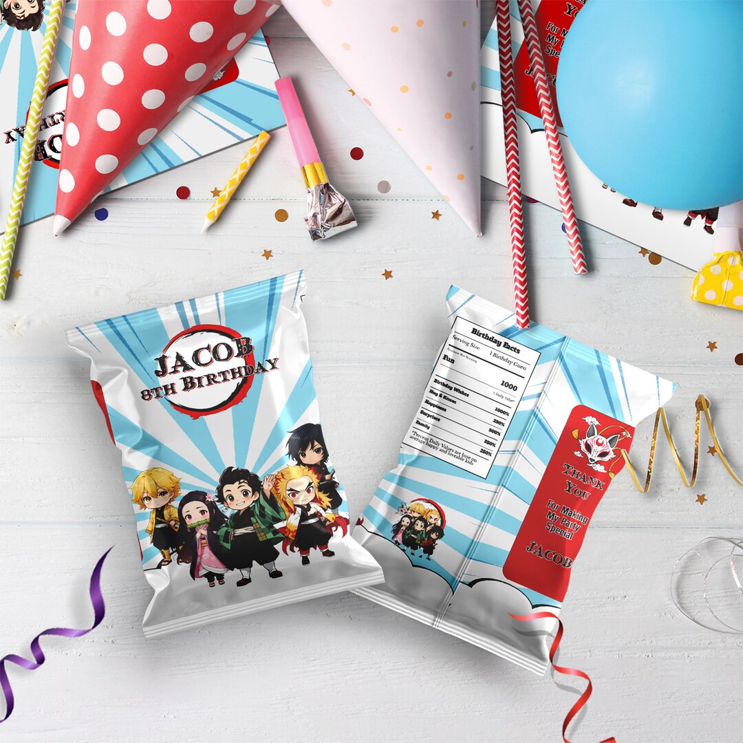 Printable Anime Demon Chip Bag Label Anime Themed Chip Bag Wrapper Kids ...