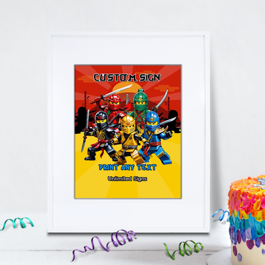 Printable Ninja Brick Birthday Sign Ninja Figure Custom Sign Ninja ...