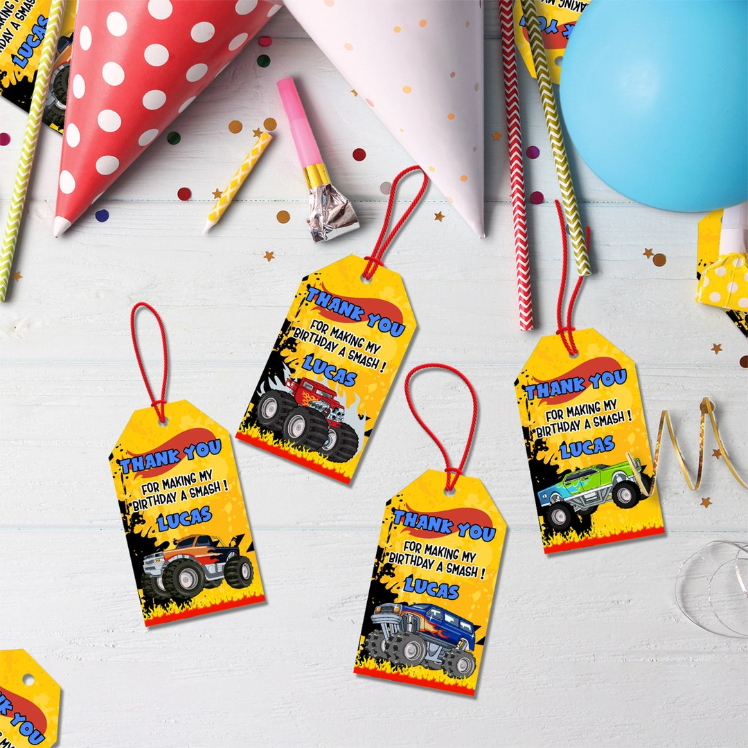 Monster Truck Favor Tag Monster Truck Thank You Tag Printable Corjl ...