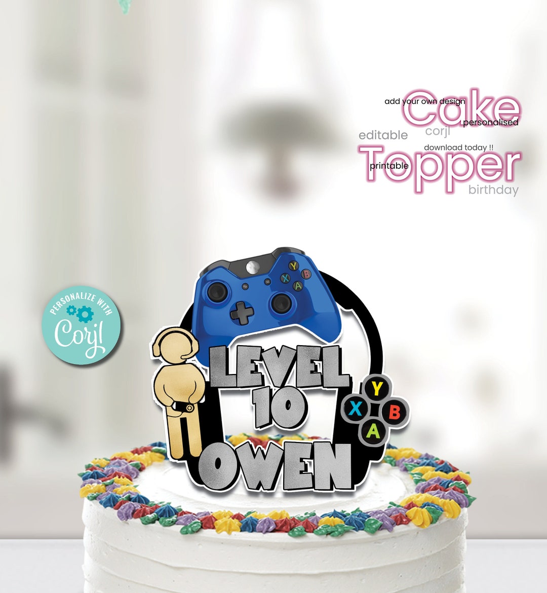 Printable Xbox Cake Topper Controller Game Cake Toppers Gamer Birthday ...