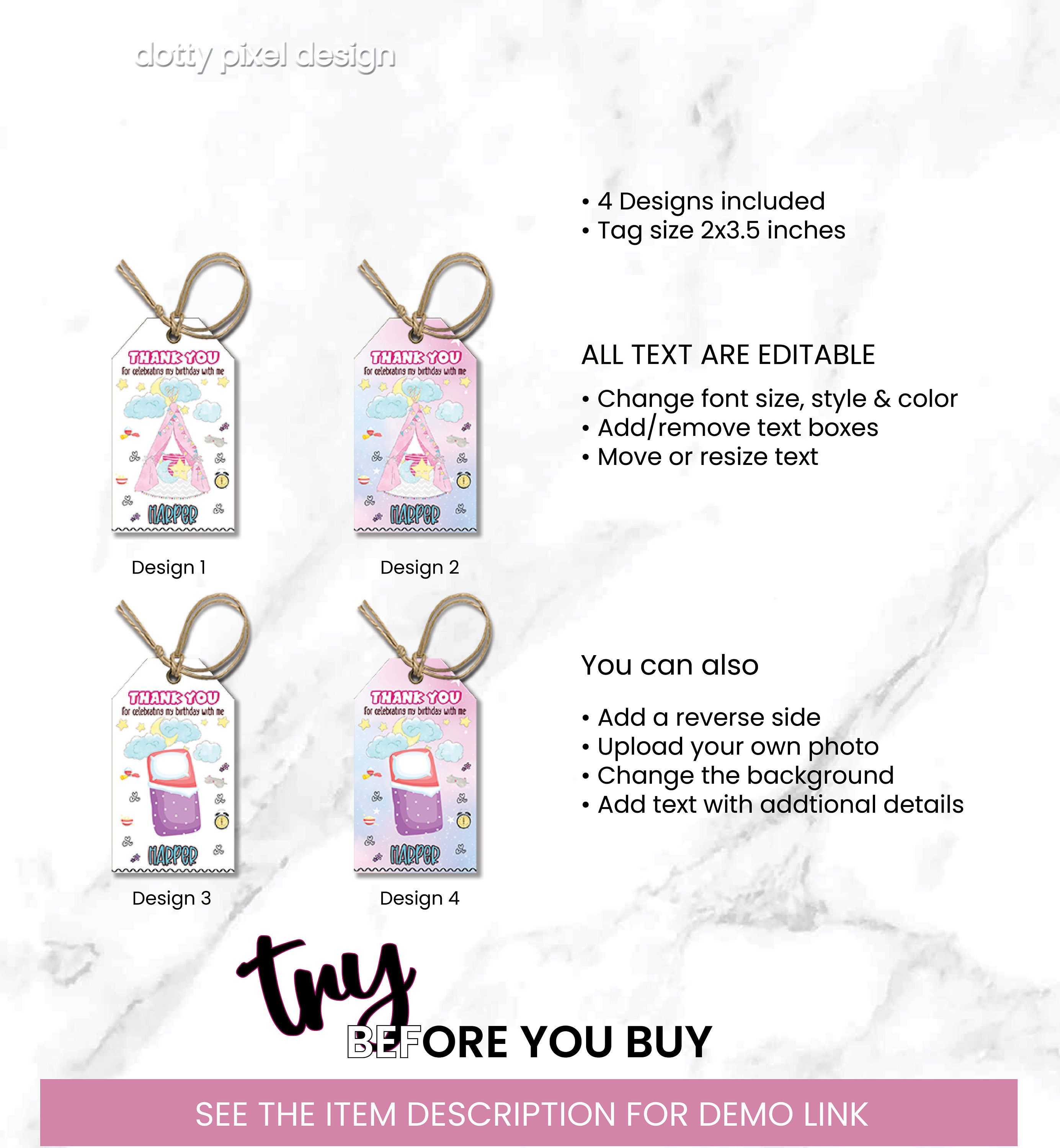 Printable Sleepover Favor Tags Pajama Party Thank You Tags - Etsy