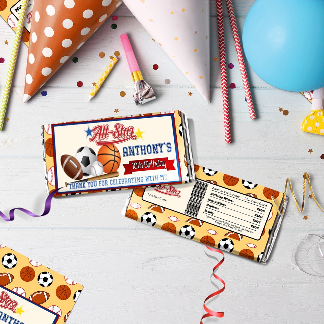 Printable All Star Sports Chocolate Label All Star MVP Party Favor All ...