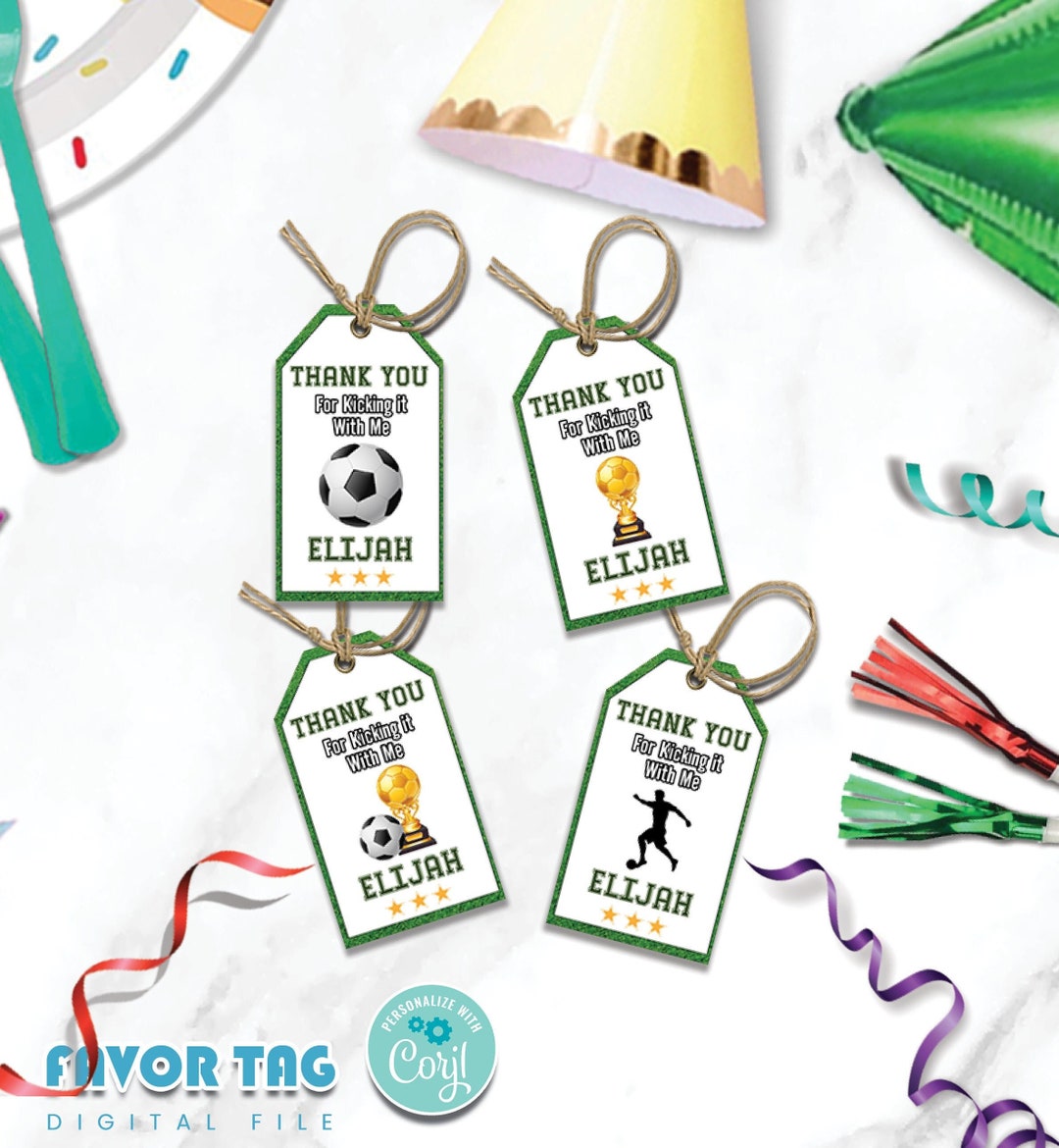 Printable Soccer Favor Tag Soccer Favor Bags Soccer Thank You Tags ...
