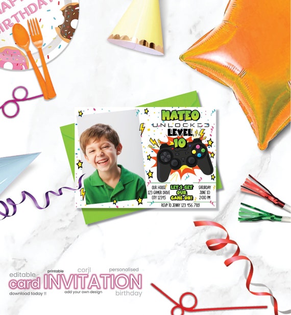 Playstation Invitation With Photo Controller Game - Etsy