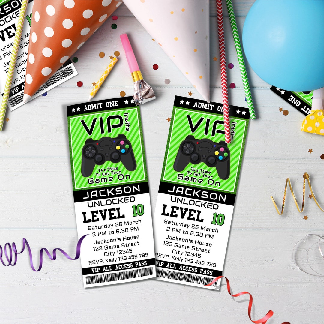 Printable Playstation Birthday Ticket Invitation Game Controller Ticket ...