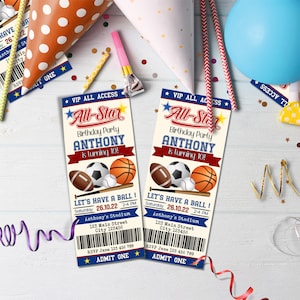 All Star Sport Ticket Invitation Printable Sport Birthday Invitation ...