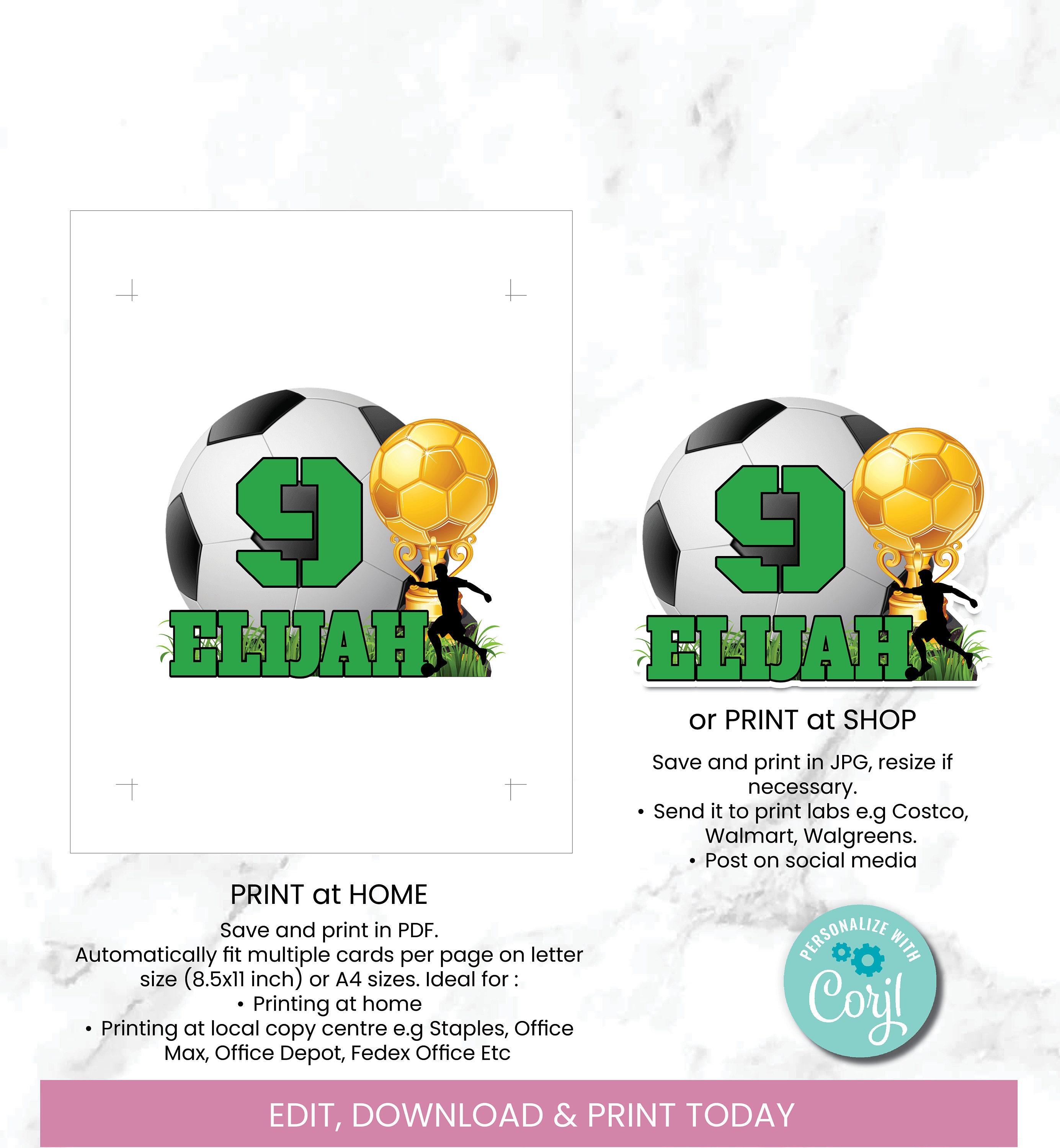 Soccer Cake Topper Printable Personalised Cake Topper Soccer - Etsy Canada