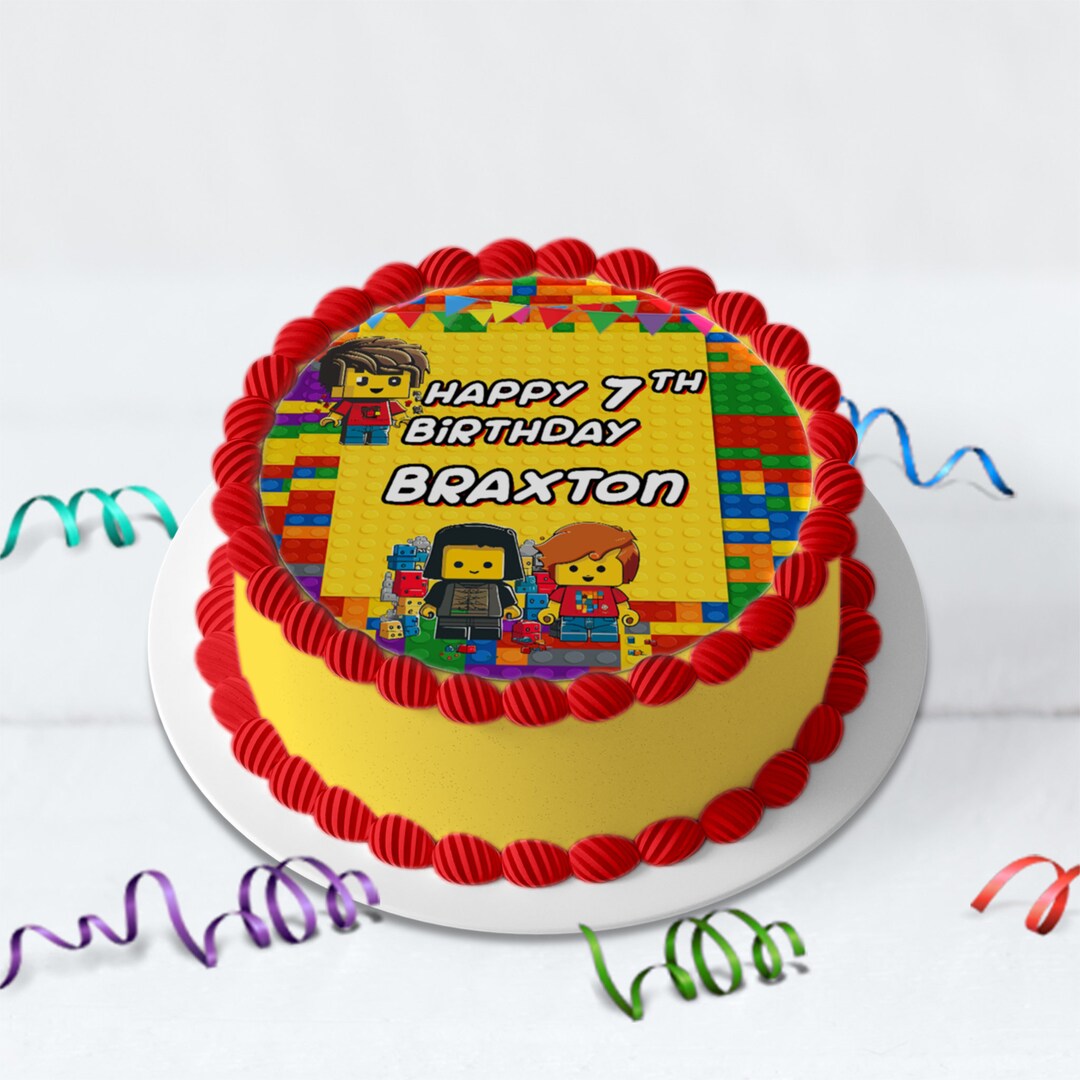 Printable Brick Cake Image Topper Building Block Cake Topper Brick ...