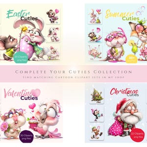 Valentine Cuties Clipart Bundle – 30 Cute Valentine Animals PNG ...