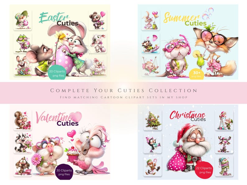 Valentine Cuties Clipart Bundle – 30 Cute Valentine Animals PNG ...
