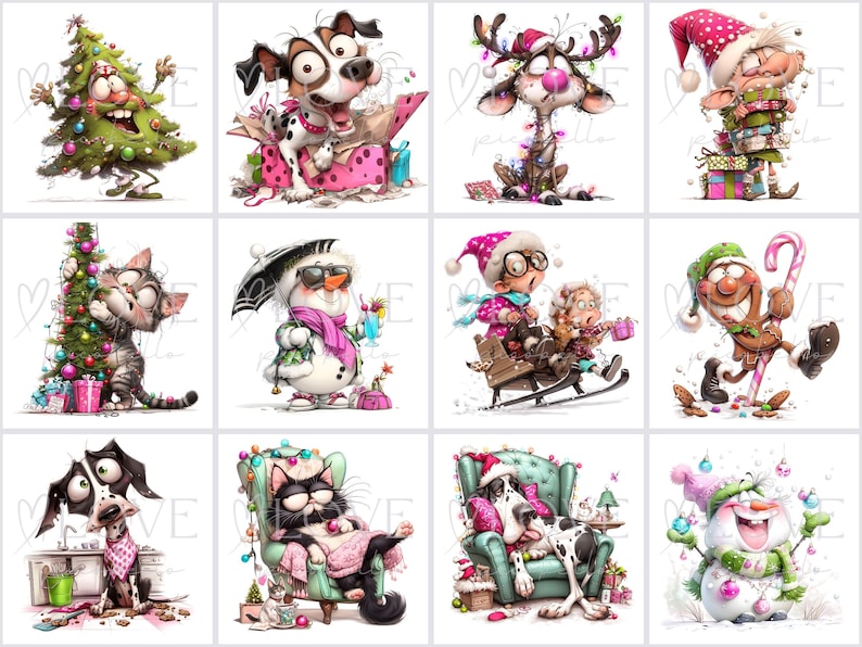 Christmas Cuties Clipart Bundle – 22 Cute Whimsical Christmas ...