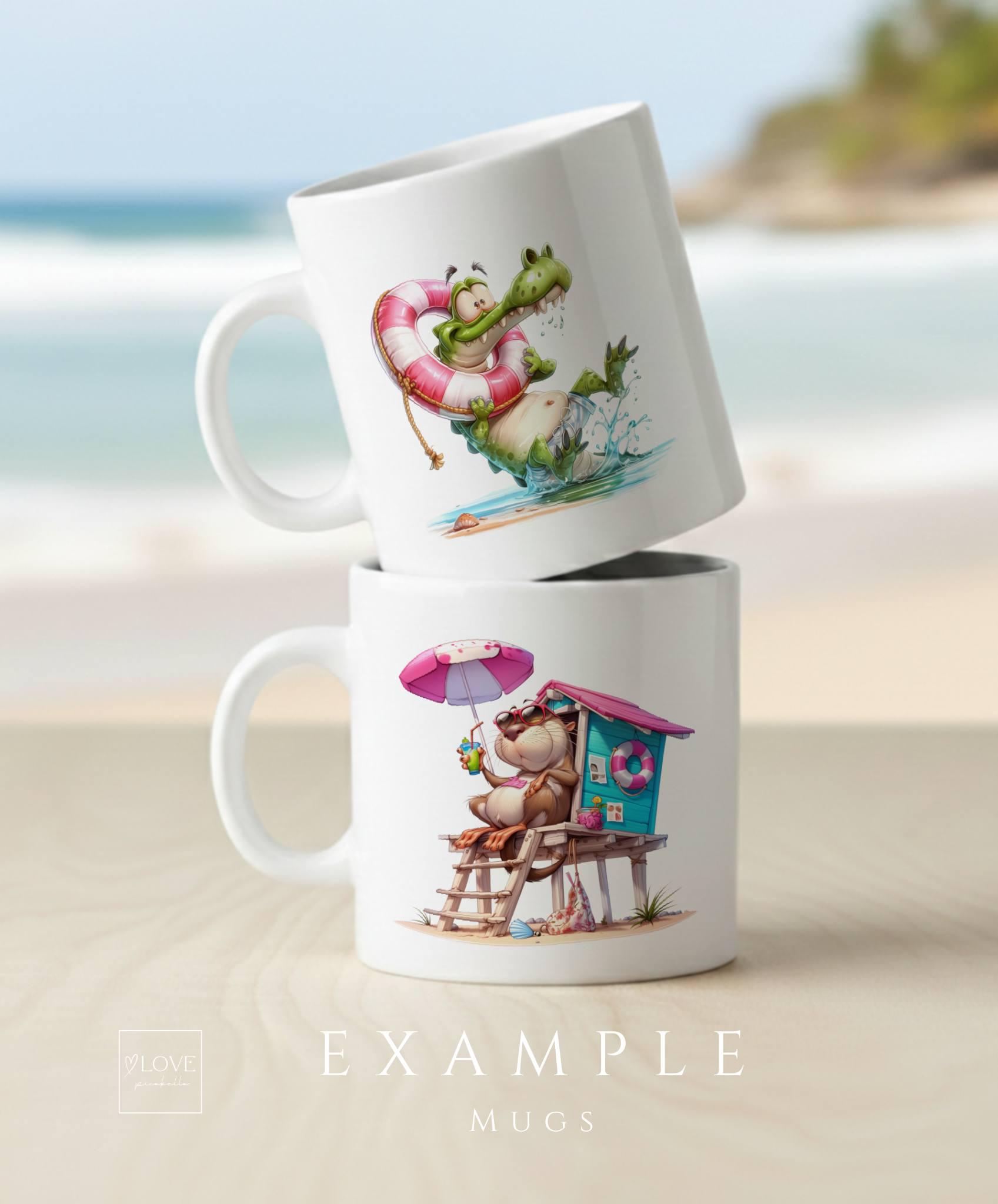 Beach Cuties Clipart Bundle PNG – Cute Summer Animals, Tropical ...