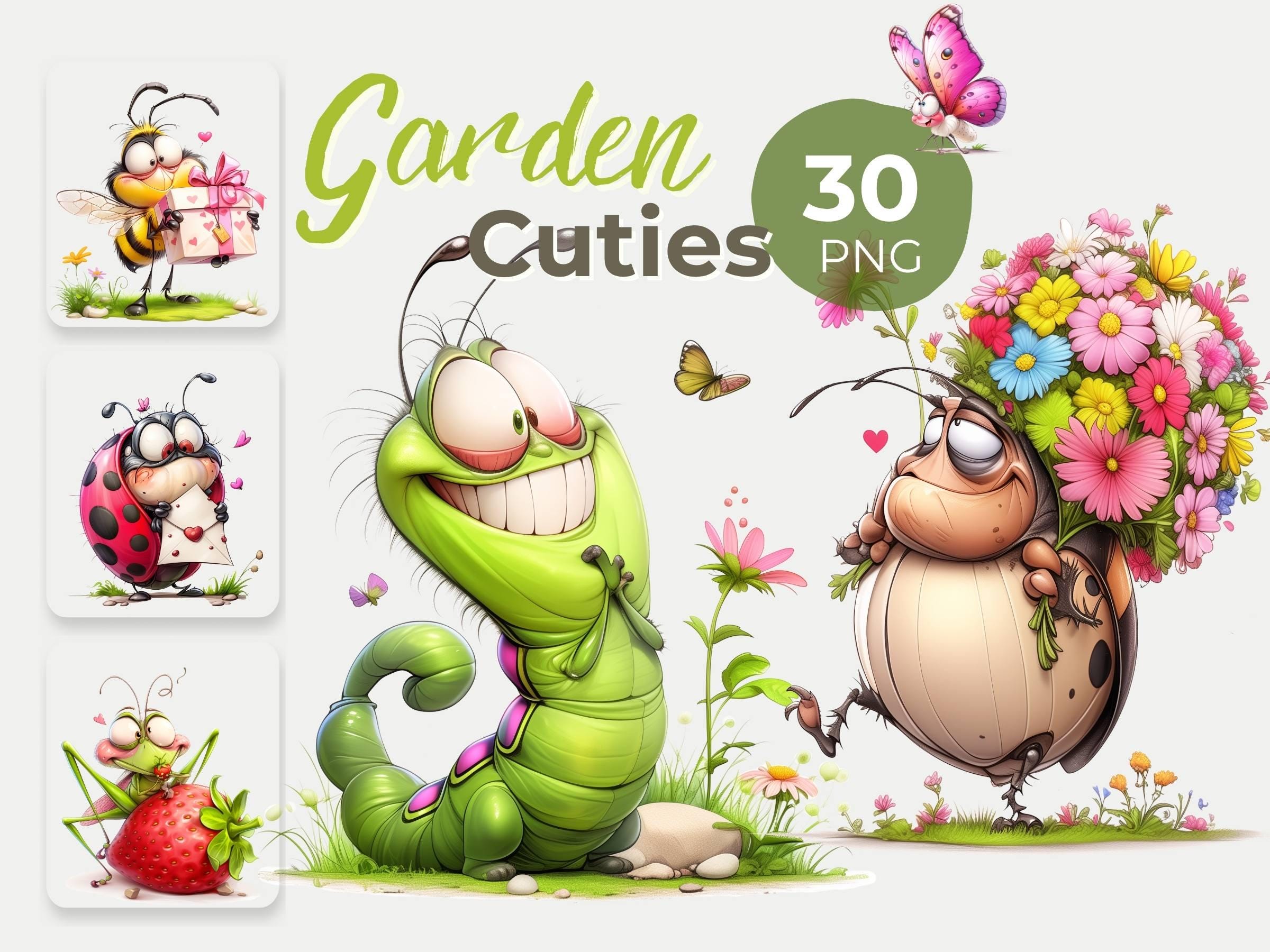 Spring Bug Clipart Bundle | Garden Cuties PNG Files | Cute Insect ...