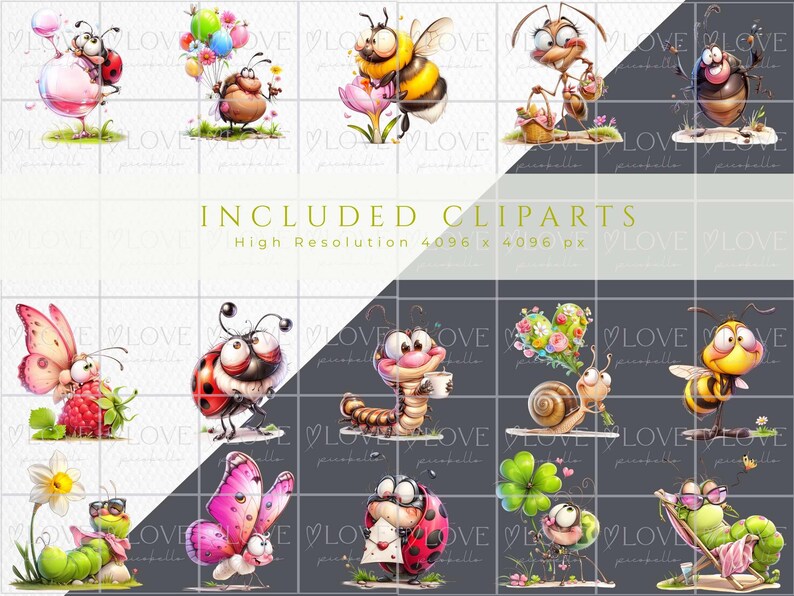 Spring Bug Clipart Bundle | Garden Cuties PNG Files | Cute Insect ...
