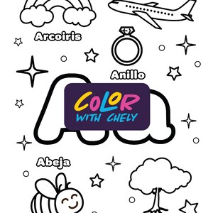Learn Spanish Vowels Coloring Pages (instant Download) | Aprende Las ...
