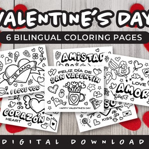Bilingual Valentine's Day Coloring Pages | Paginas De Colorear Bilingue ...