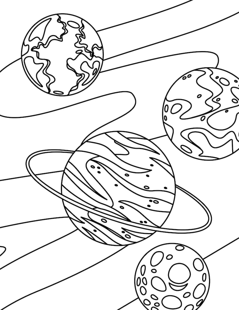 Outer Space Coloring Pages for Children | Solar System With Astronaut ...