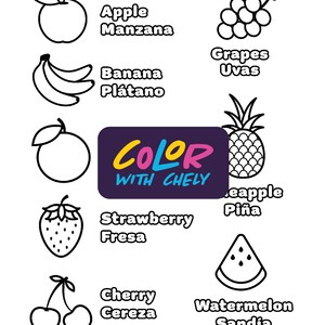 Fruits in Spanish Coloring Page (instant Download) | Learn the Fruits ...