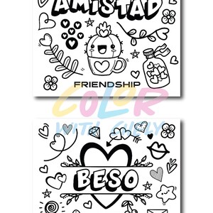 Bilingual Valentine's Day Coloring Pages | Paginas De Colorear Bilingue ...
