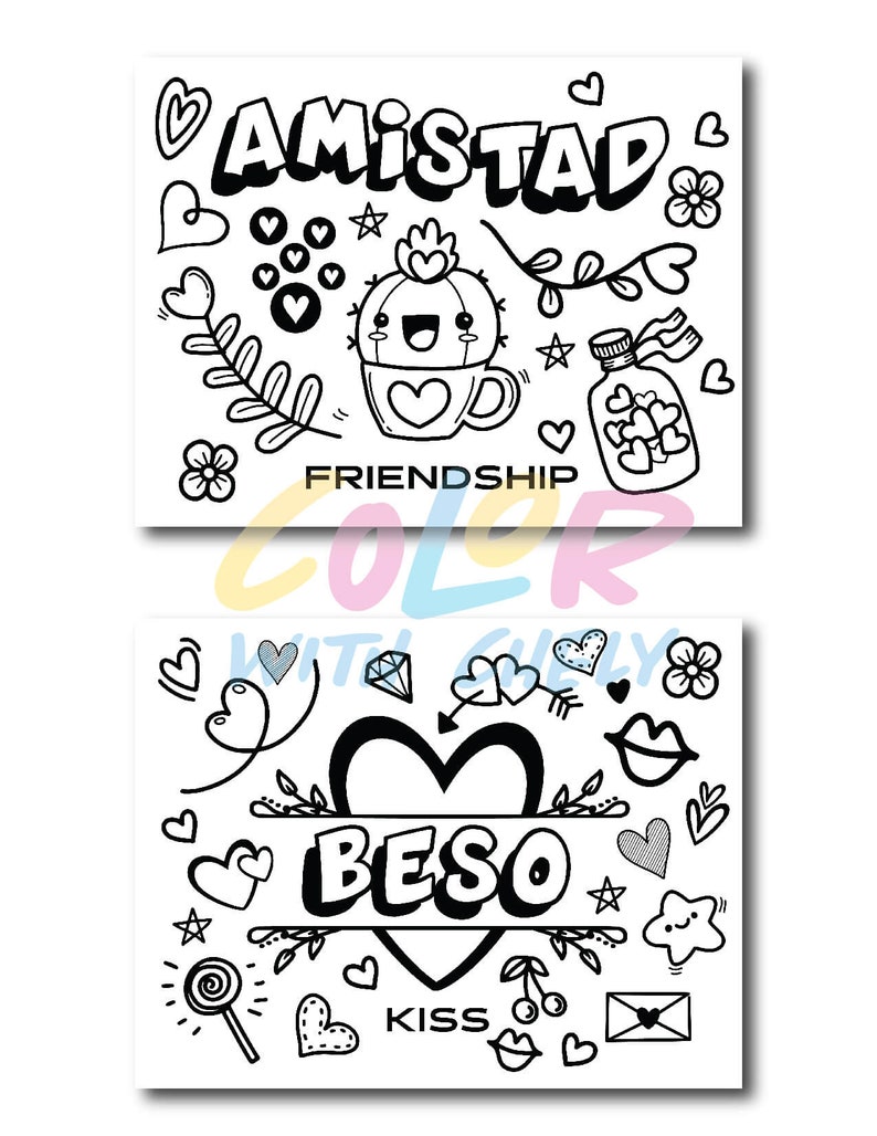 Bilingual Valentine's Day Coloring Pages | Paginas De Colorear Bilingue ...