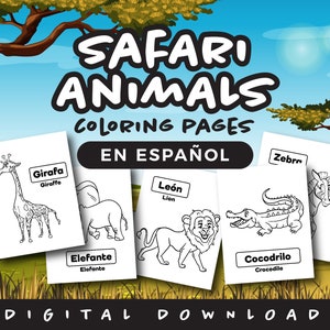 Learn Spanish With Safari Animal Coloring Pages | Aprende Español Con ...