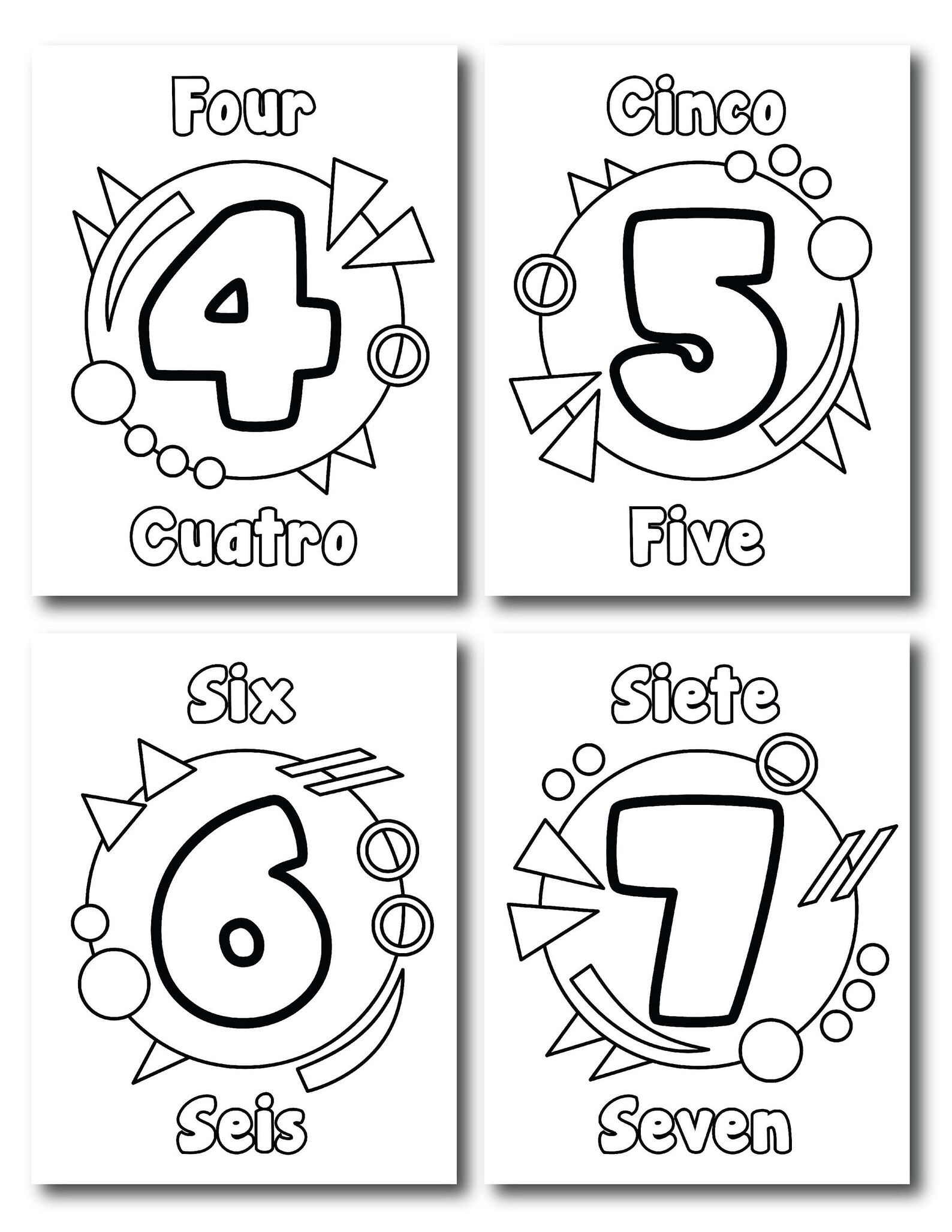 Bilingual Numbers (0-9) Coloring Pages | Fun Printable for Children to ...