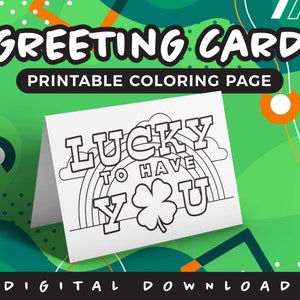 St. Patrick's Day Coloring Greeting Card Activity for Children | Lucky ...