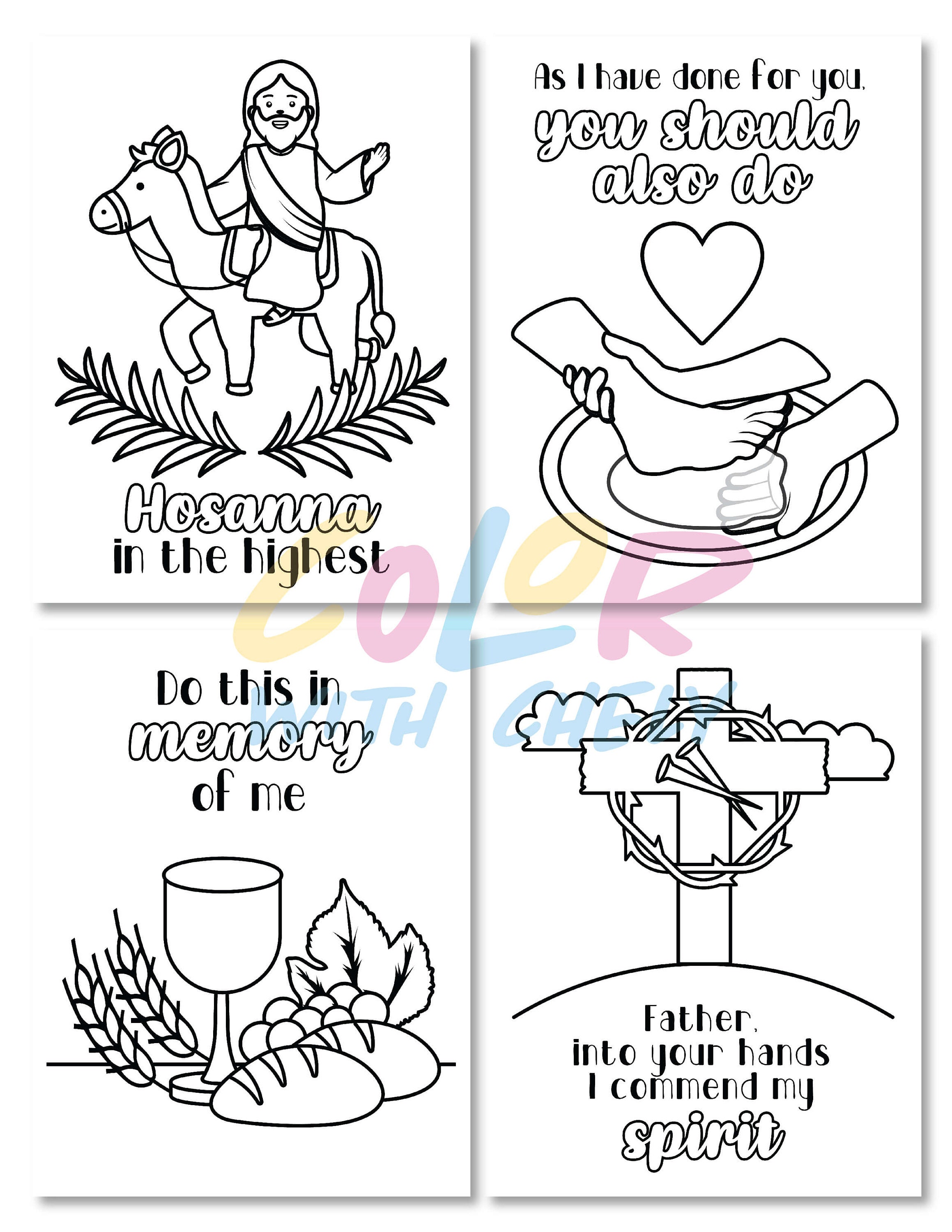 Holy Week and Easter 2024 Religious Coloring Pages 7 Simple ...