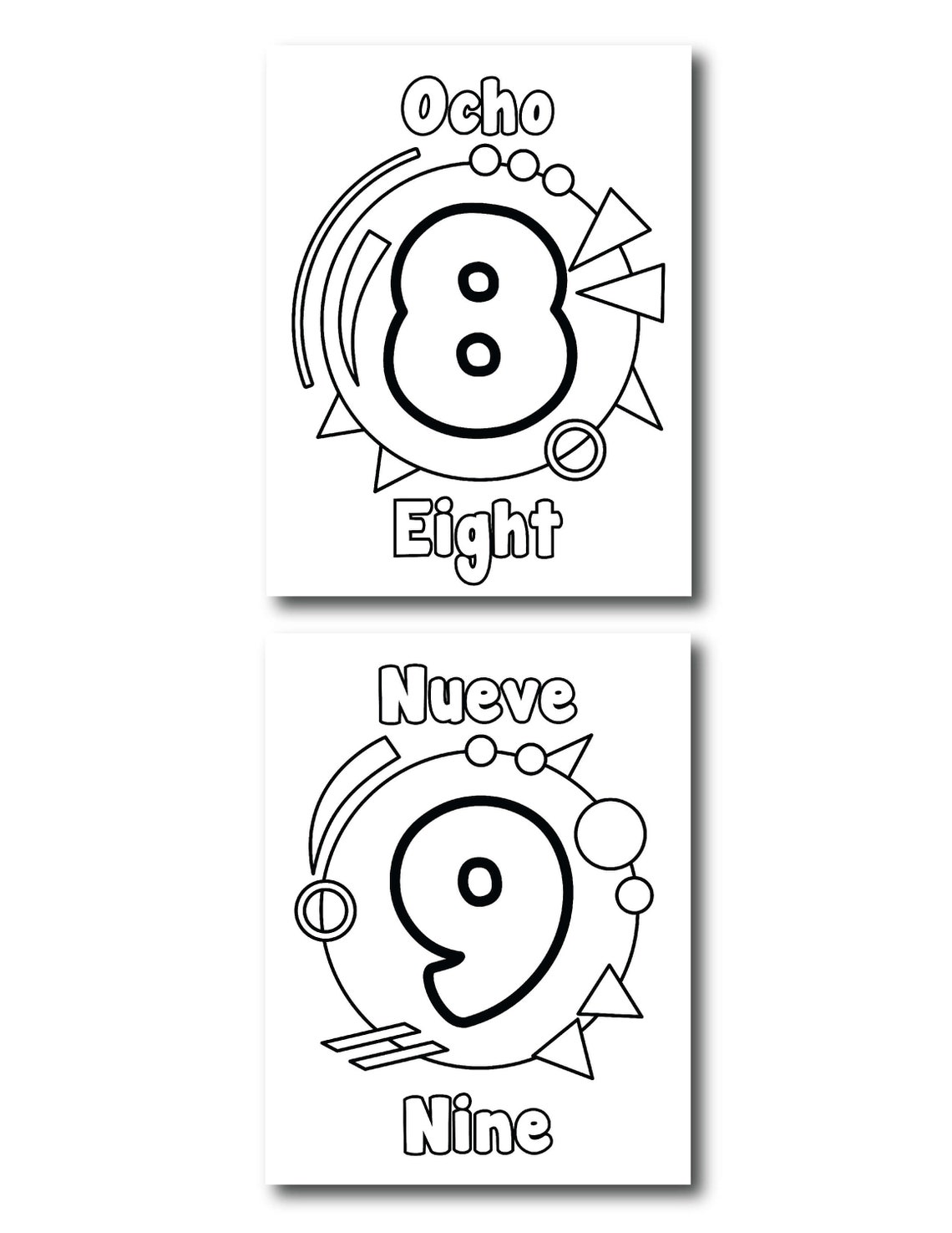 Bilingual Numbers (0-9) Coloring Pages | Fun Printable for Children to ...