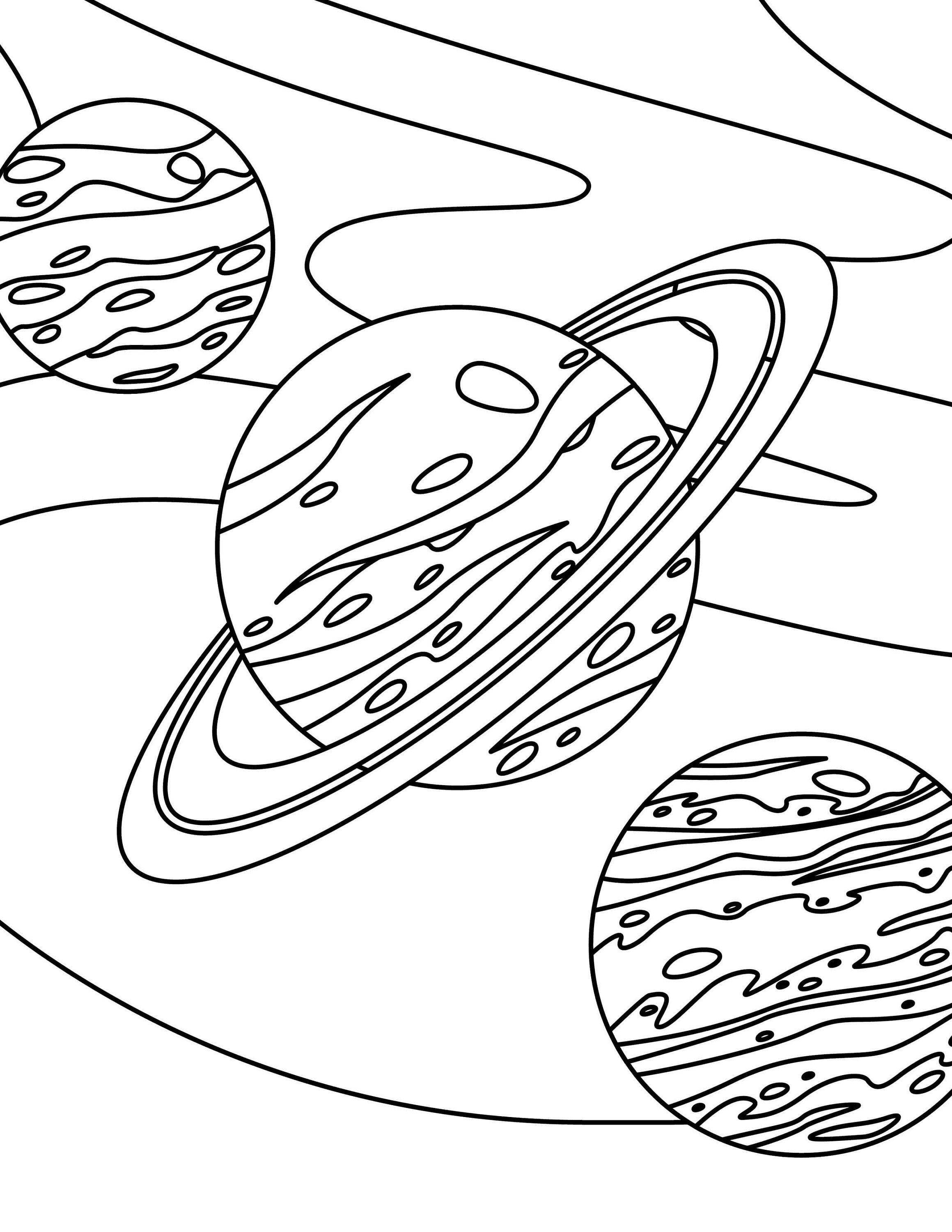 Outer Space Coloring Pages for Children | Solar System With Astronaut ...
