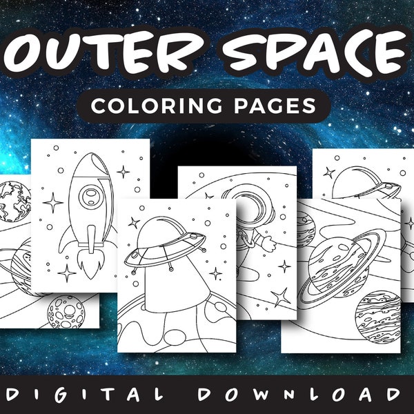 Outer Space Coloring Pages - Etsy