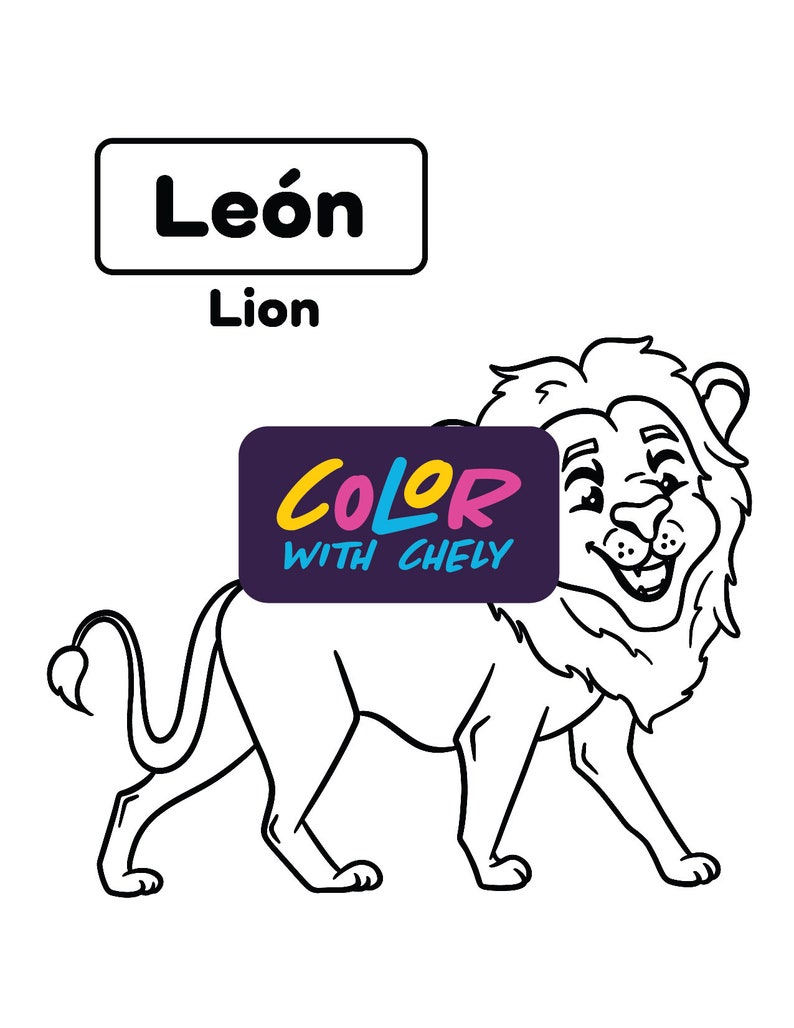Learn Spanish With Safari Animal Coloring Pages | Aprende Español Con ...