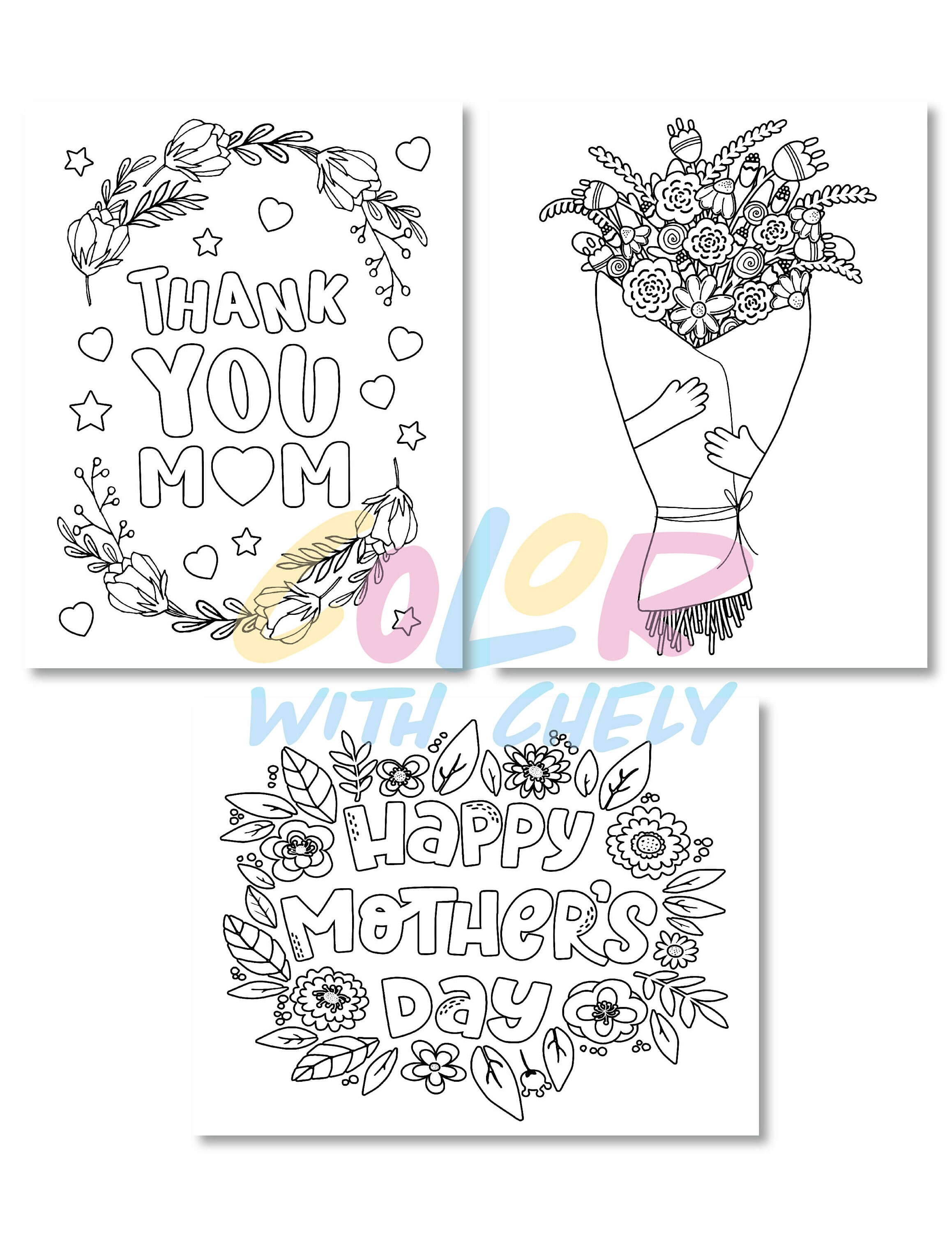 Printable Coloring Pages for Mother's Day Creative DIY Gift for Moms ...