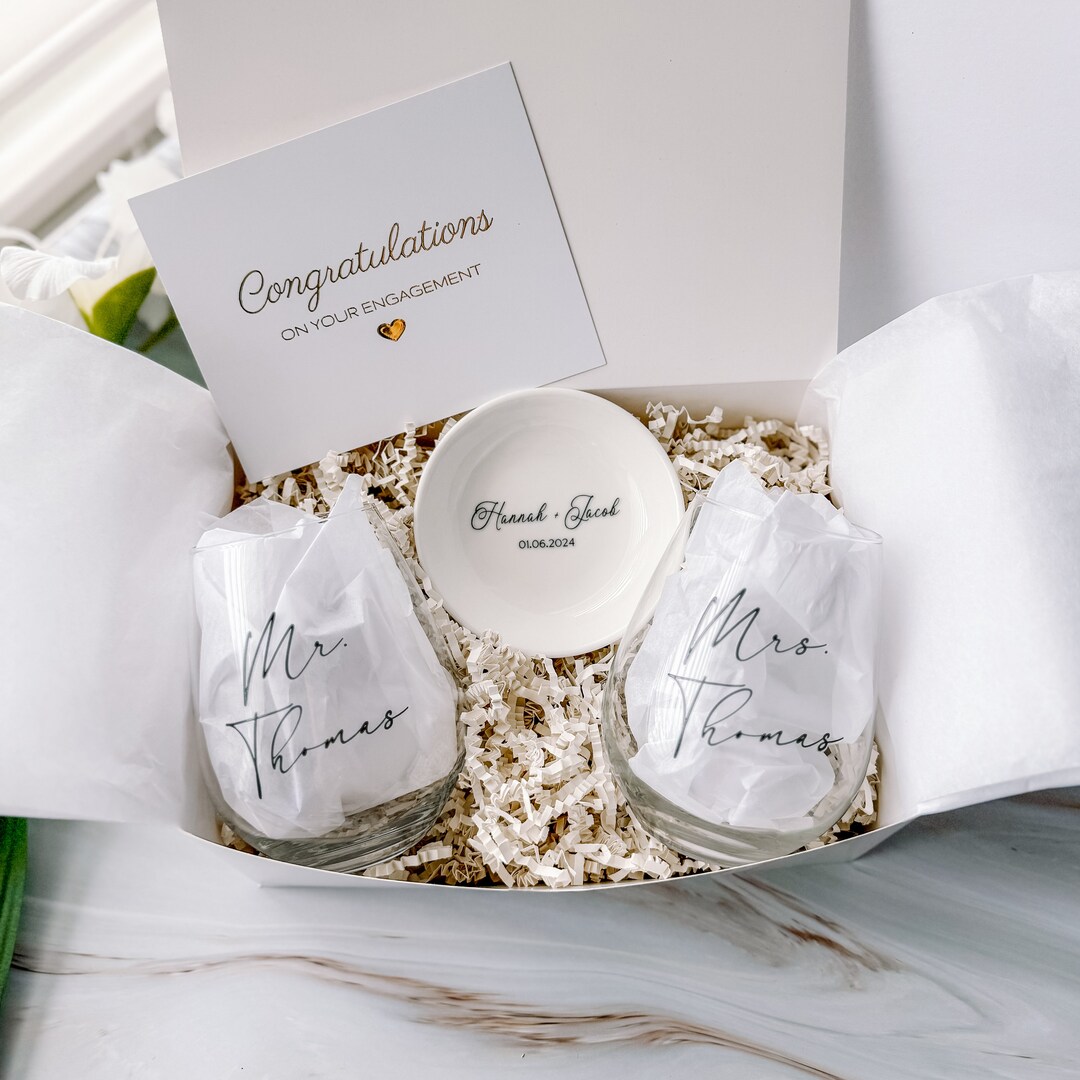 Engagement Gift Box for Couple, Engagement Gift Basket for Couple ...