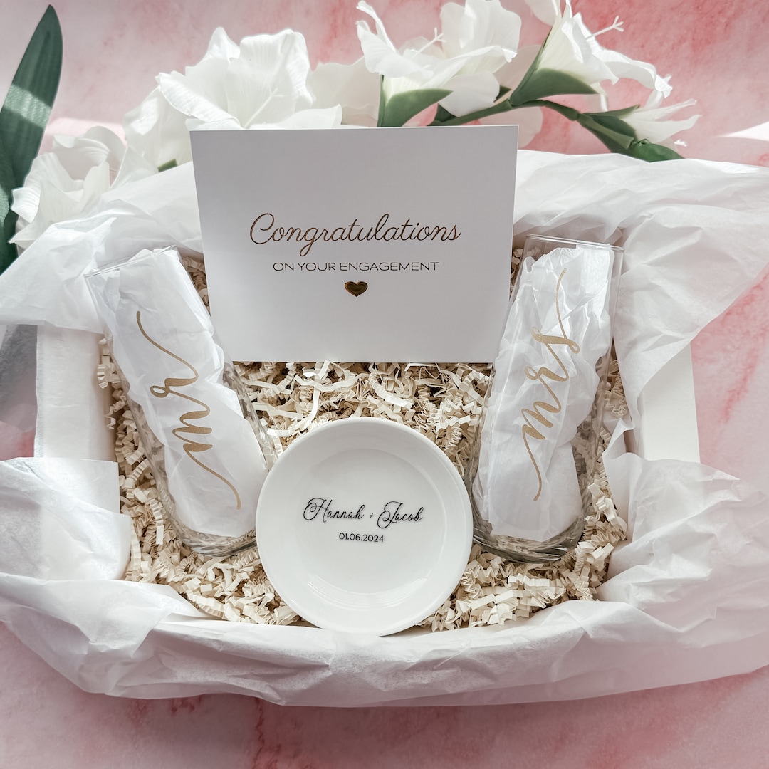 Engagement Gift Box for Couple, Engagement Gift Basket for Couple ...